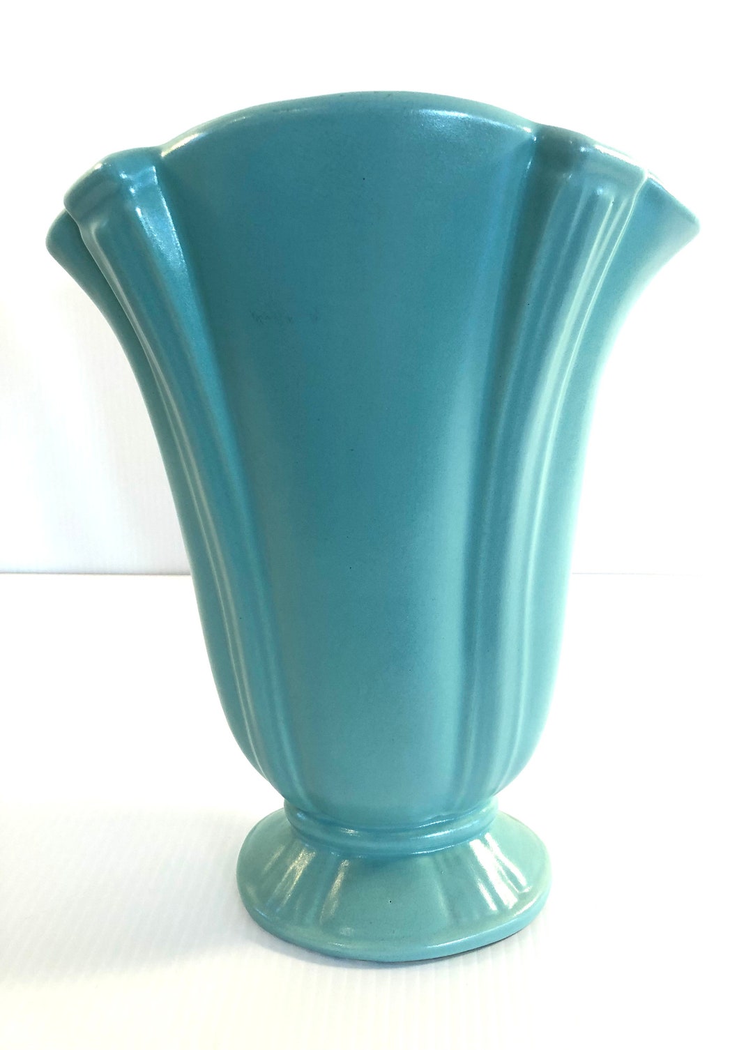 Vintage Turquoise Pottery Vase, Rare, Large, Art Deco, American Pottery ...