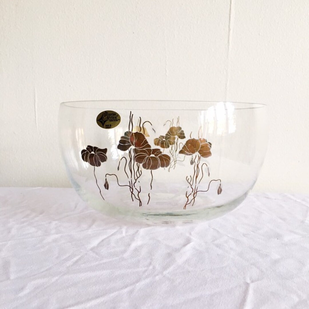 VINTAGE | the European Collection Glass Bowl With Etched 12K Gold ...