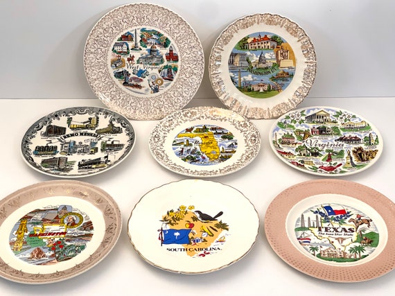 Vintage Souvenir Collectible State Plates S-W D.C. Reno - Etsy