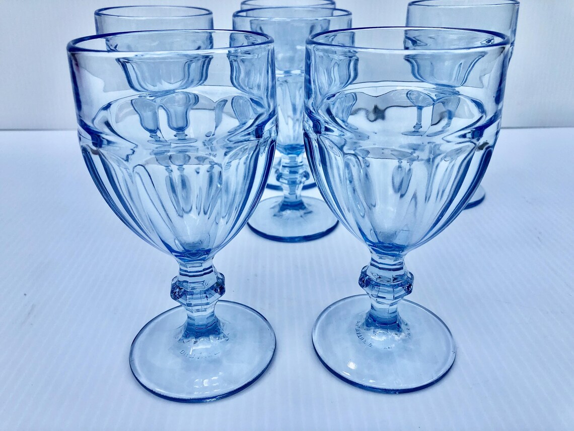 Vintage, Libbey Glass, Aqua Blue Goblets, Set of 6, Gibraltar Wine ...