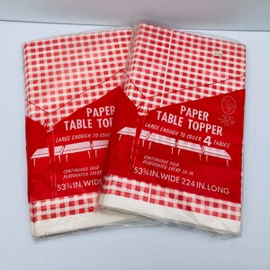 Vintage, Red and White, Checked, Paper Tablecloths, Never Used, Two ...