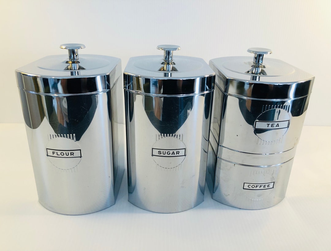 Vintage Kitchen Canister Set, Marked Kromex Canisters, Set of 4 Art ...