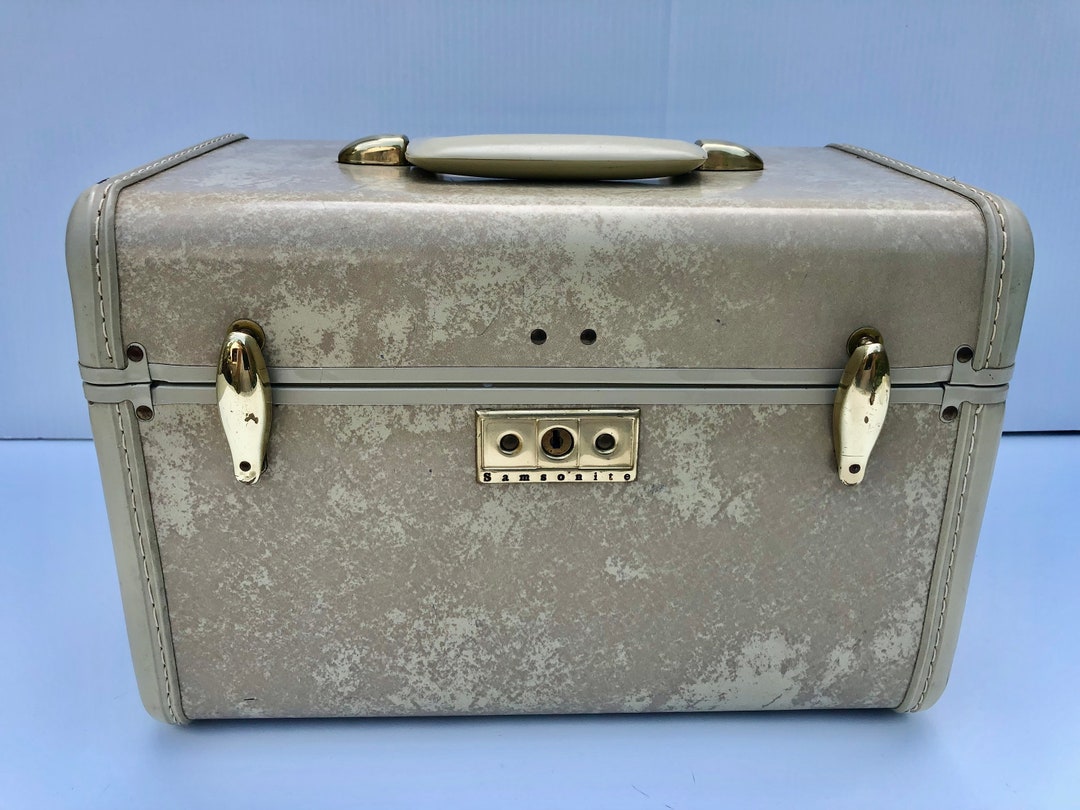 Vintage Train Case, Samsonite Streamlite, White Marble Vintage Luggage ...
