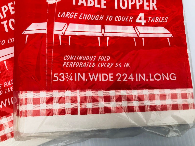 Vintage, Red and White, Checked, Paper Tablecloths, Never Used, Two ...