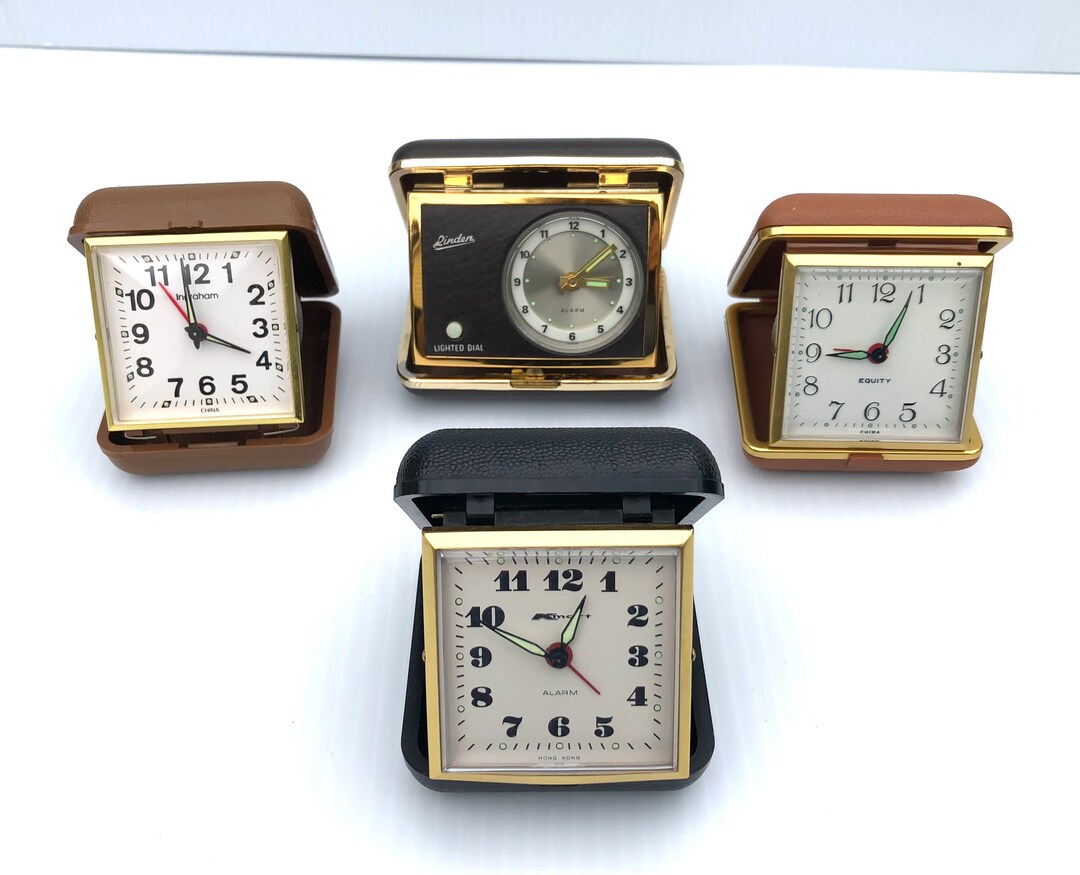Lot of Four 4 Vintage, 1950's and 1960's, Travel Wind-up Alarm Clocks ...