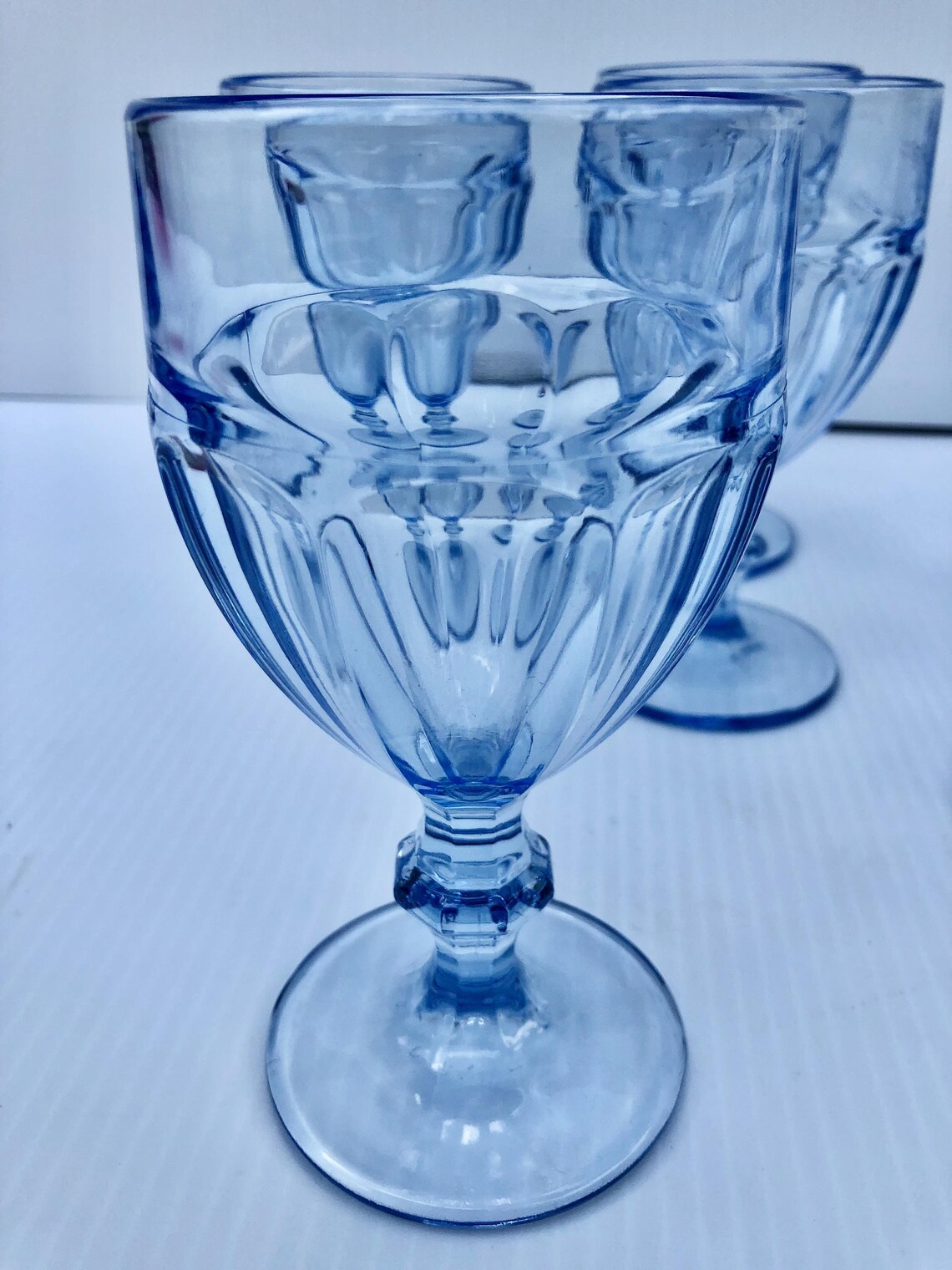 Vintage, Libbey Glass, Aqua Blue Goblets, Set of 6, Gibraltar Wine ...