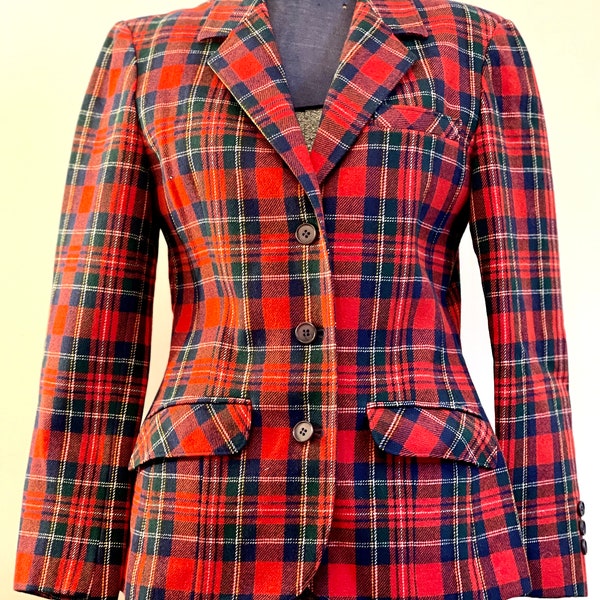 Red Tartan Blazer Women - Etsy