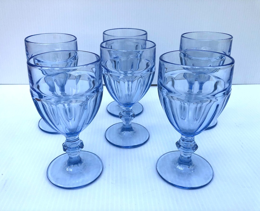Vintage, Libbey Glass, Aqua Blue Goblets, Set of 6, Gibraltar Wine ...