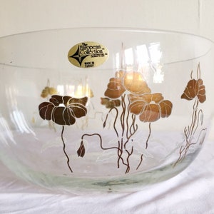 VINTAGE the European Collection Glass Bowl With Etched 12K Gold Flowers ...