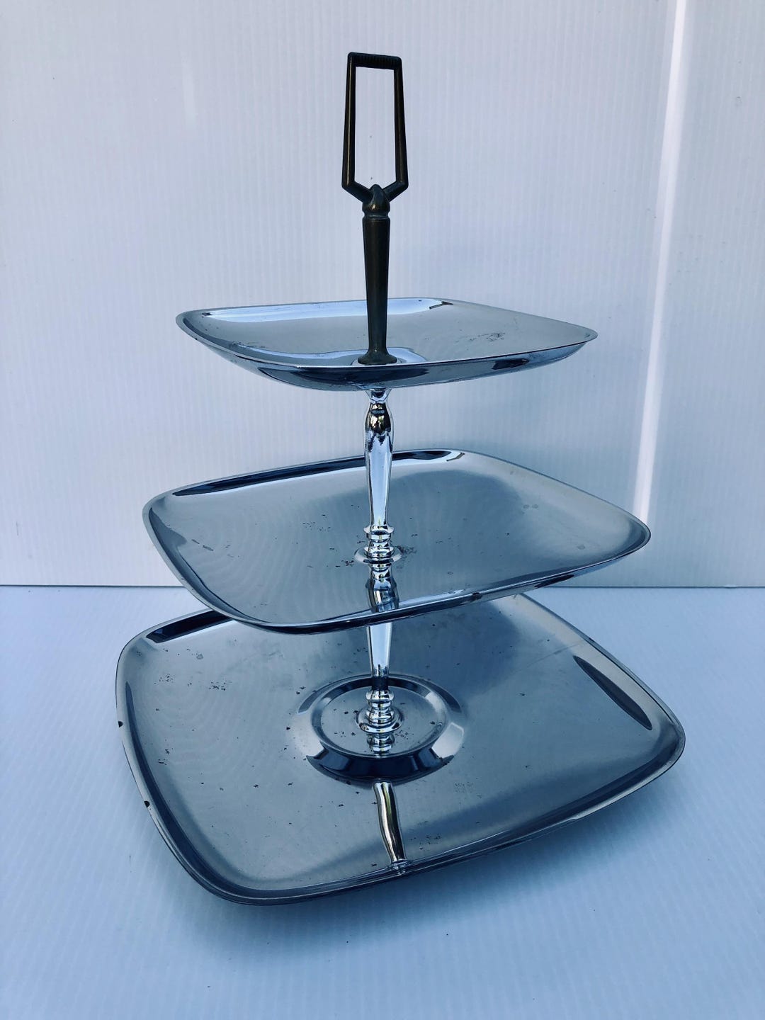 Vintage MCM Chrome 3 Tier Tidbit Tray, Retro Serving Dish, Shelton Ware ...