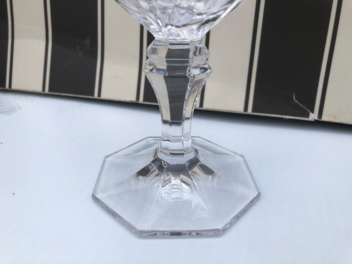 Vintage Clear Glass Goblets With Indented Circles & Octagon Bases ...