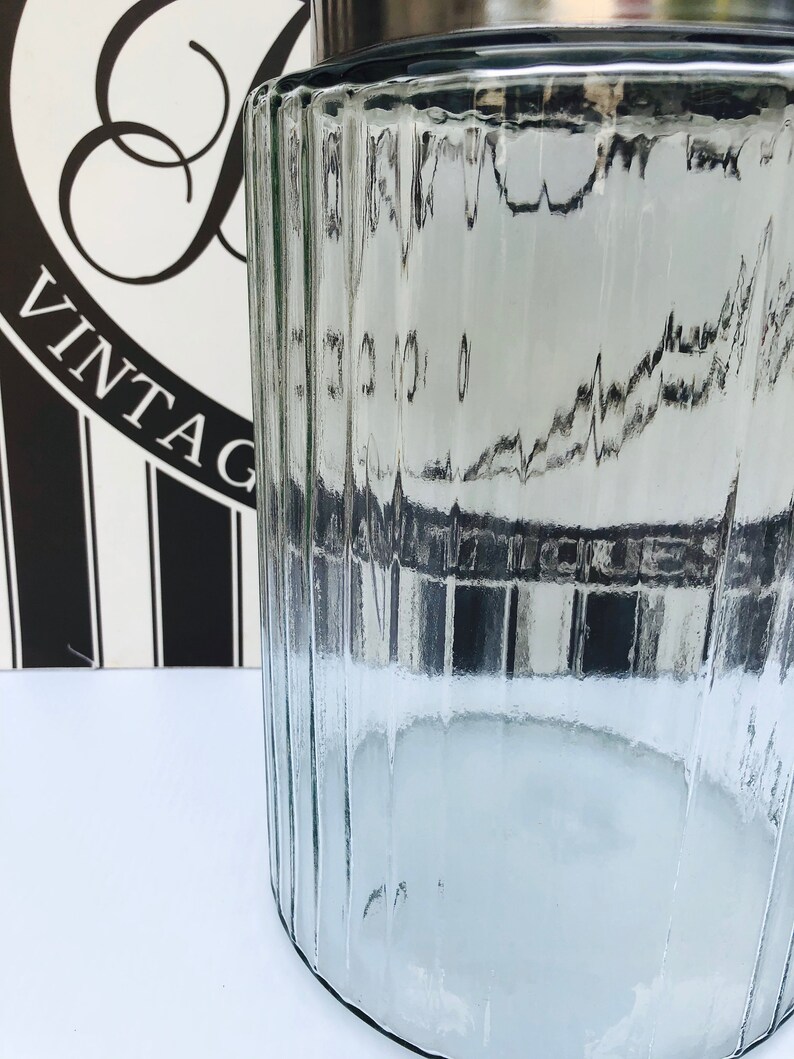 Vintage Heavy Glass Ribbed Large Jar With Aluminum Twist - Etsy