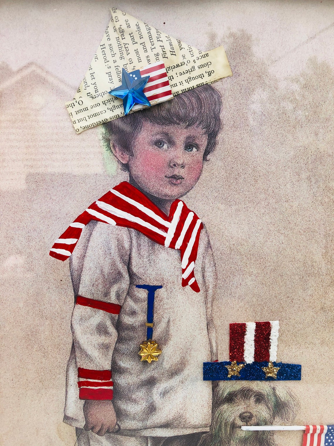 Vintage Robert Gentry Little Sailor Lithograph Up-cycled - Etsy