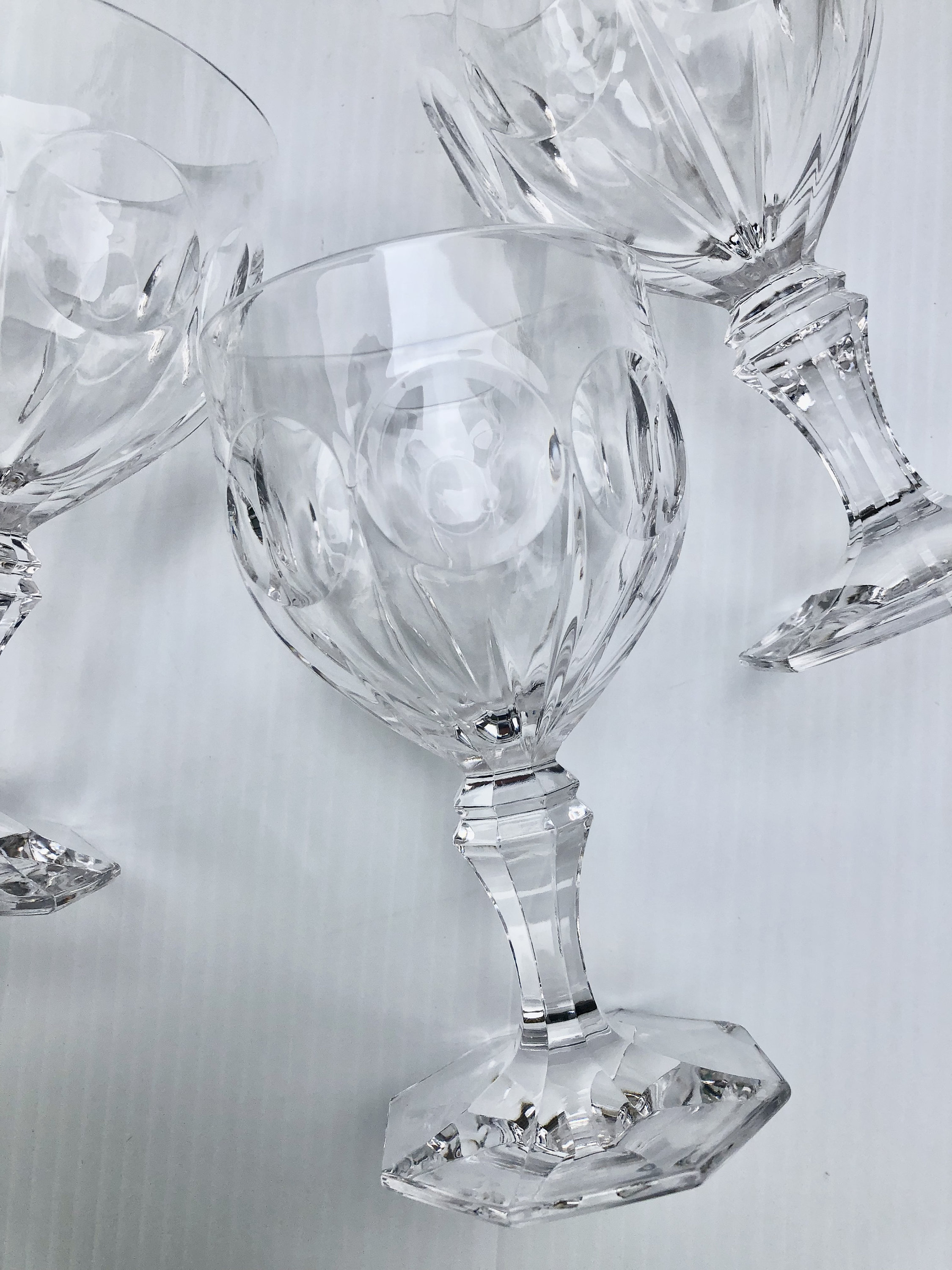 Vintage Clear Glass Goblets With Indented Circles & Octagon Bases ...