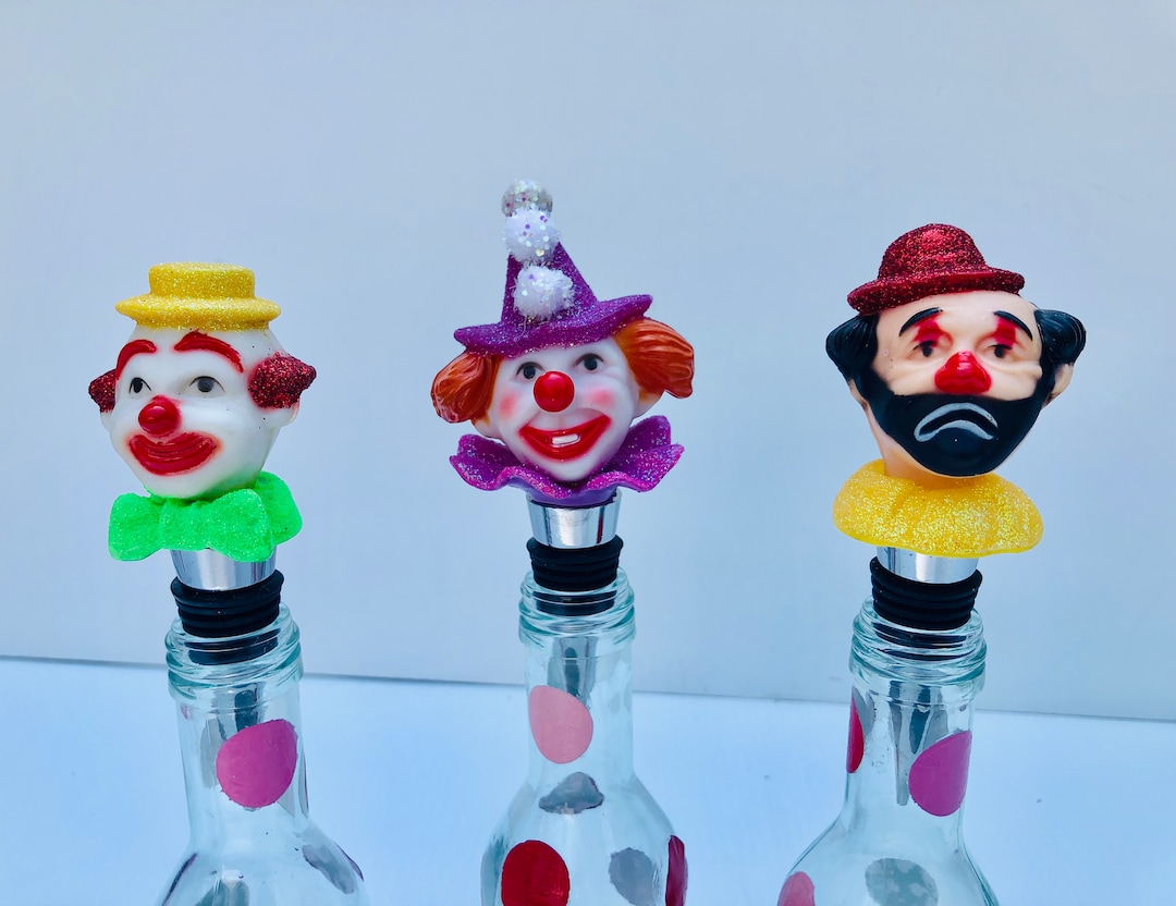 Vintage Clown Wine/liquor/bottle Toppers, Handmade With New Chrome ...