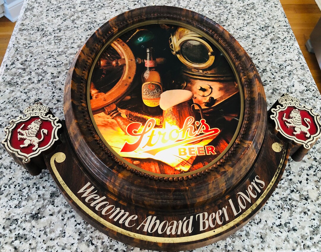 Vintage, 1970's, Stroh's Beer Welcome Aboard Beer Lovers Lighted ...