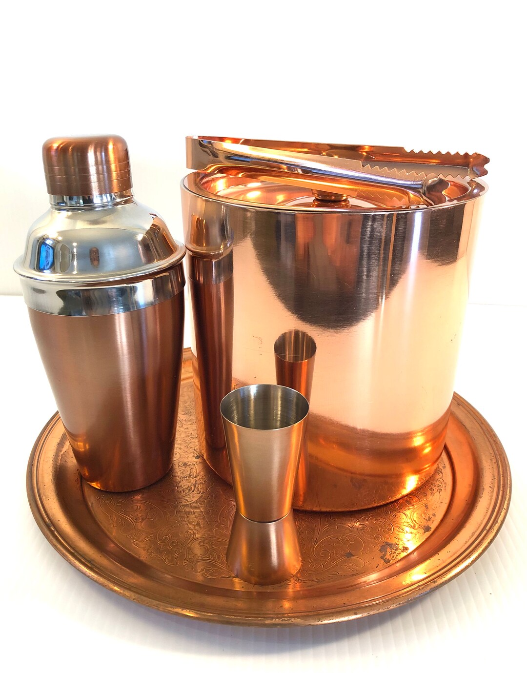 Vintage, 4 Piece Copper Cocktail Set Including Ice Bucket, Cocktail ...
