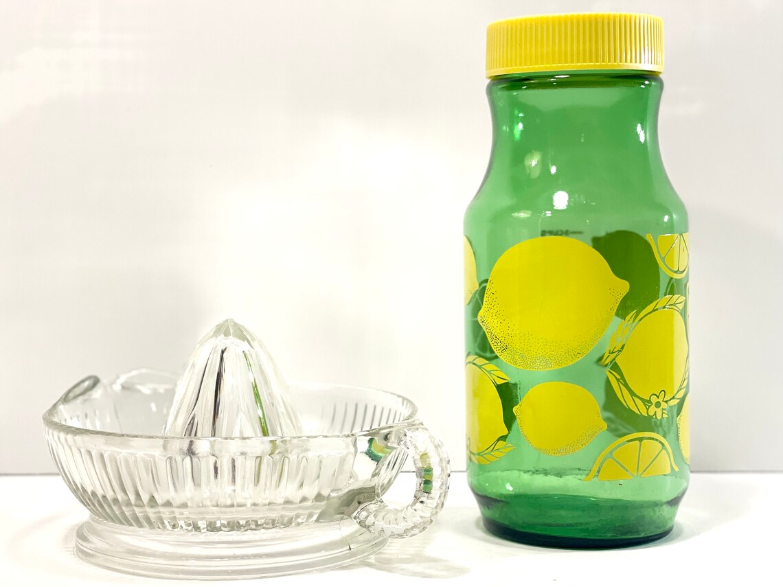 Vintage 1970s Juice Set Features Ribbed Clear Glass Citrus - Etsy