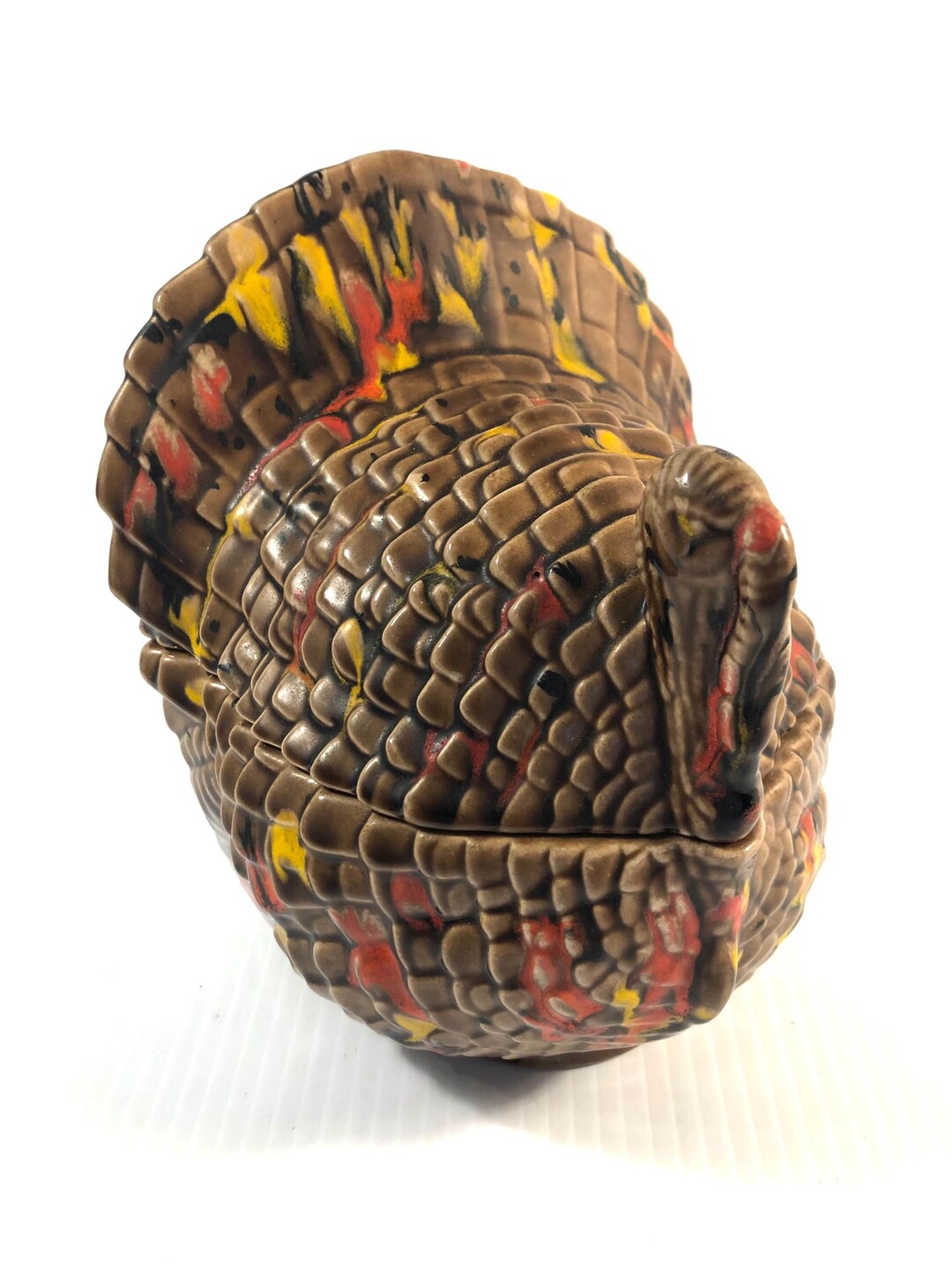 Vintage Ceramic Turkey Dish, Figural Turkey Dish With Textural Details ...