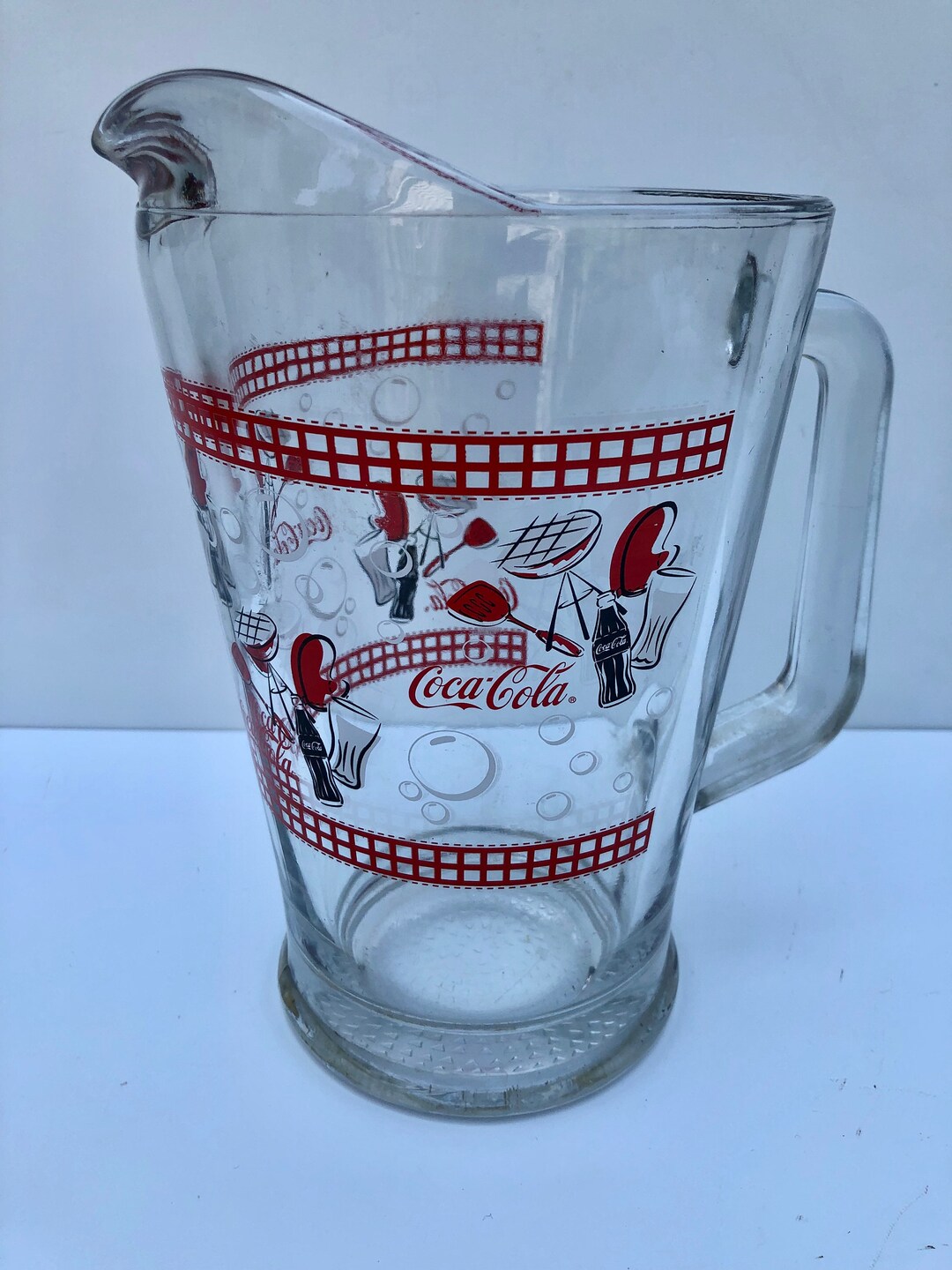 Vintage, Heavy, Coca Cola, BBQ Picnic, Glass Pitcher, With Ice Lip - Etsy