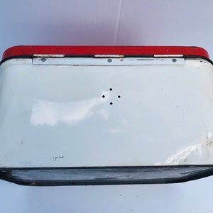 Vintage Decoware Metal Bread Box With Fruit Graphics, Adorable Red ...