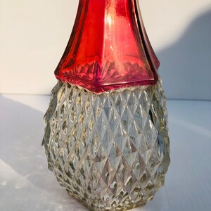 Vintage Indiana Glass Ruby Decanter & Wine Glass 7 Piece Set, Diamond ...