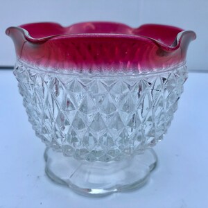 Vintage Indiana Glass Ruby Decanter & Wine Glass 7 Piece Set, Diamond ...