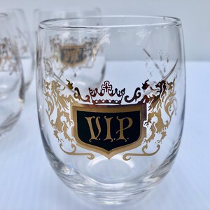 Vintage Bar Glasses, 6 VIP Stemless Wine Glasses, MCM Baroque Style ...