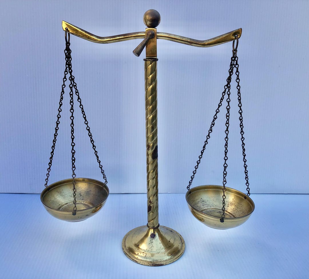 Vintage Brass Balance Scale, Scales of Justice, Decorative Retro Table ...