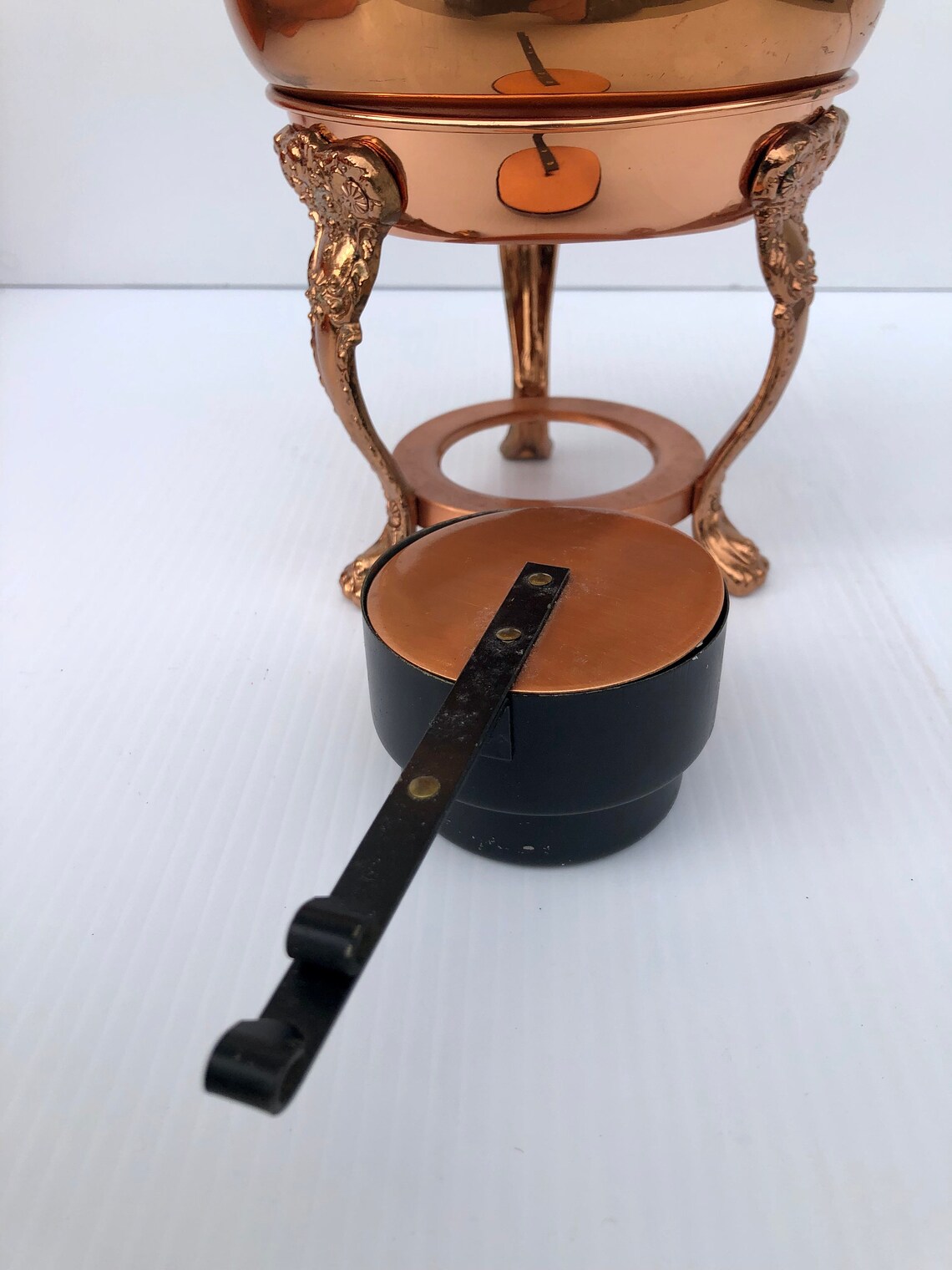 Vintage Copper Fondue Pot With Ornate Copper Stand & Copper - Etsy