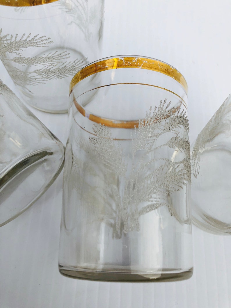 Vintage Wheat Cocktail Set, Exquisite. Raised, Crystal Wheat, Gold Band ...