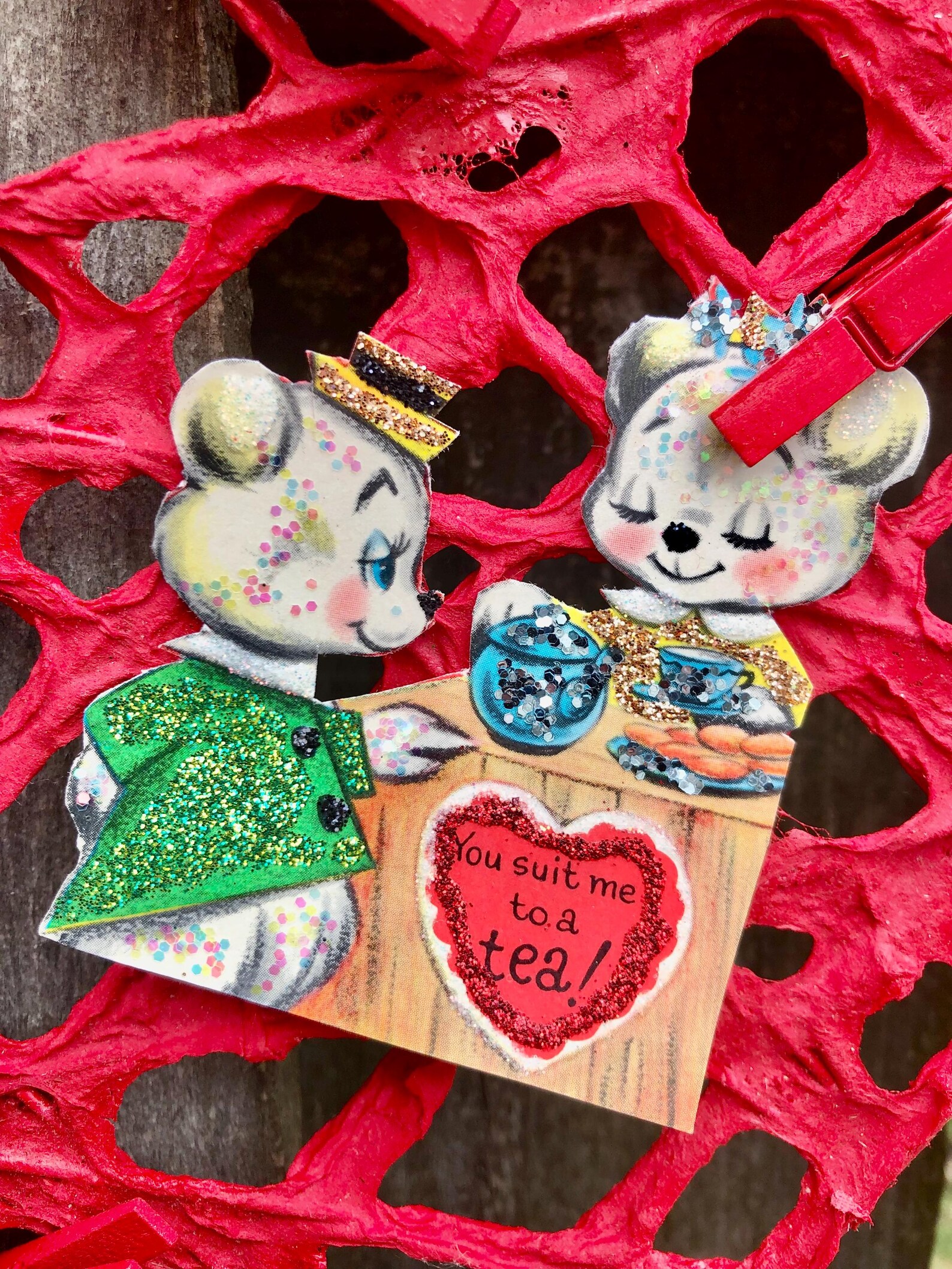 Vintage Red Valentine Heart Wall/door Decor With 7 Up-cycled Vintage ...