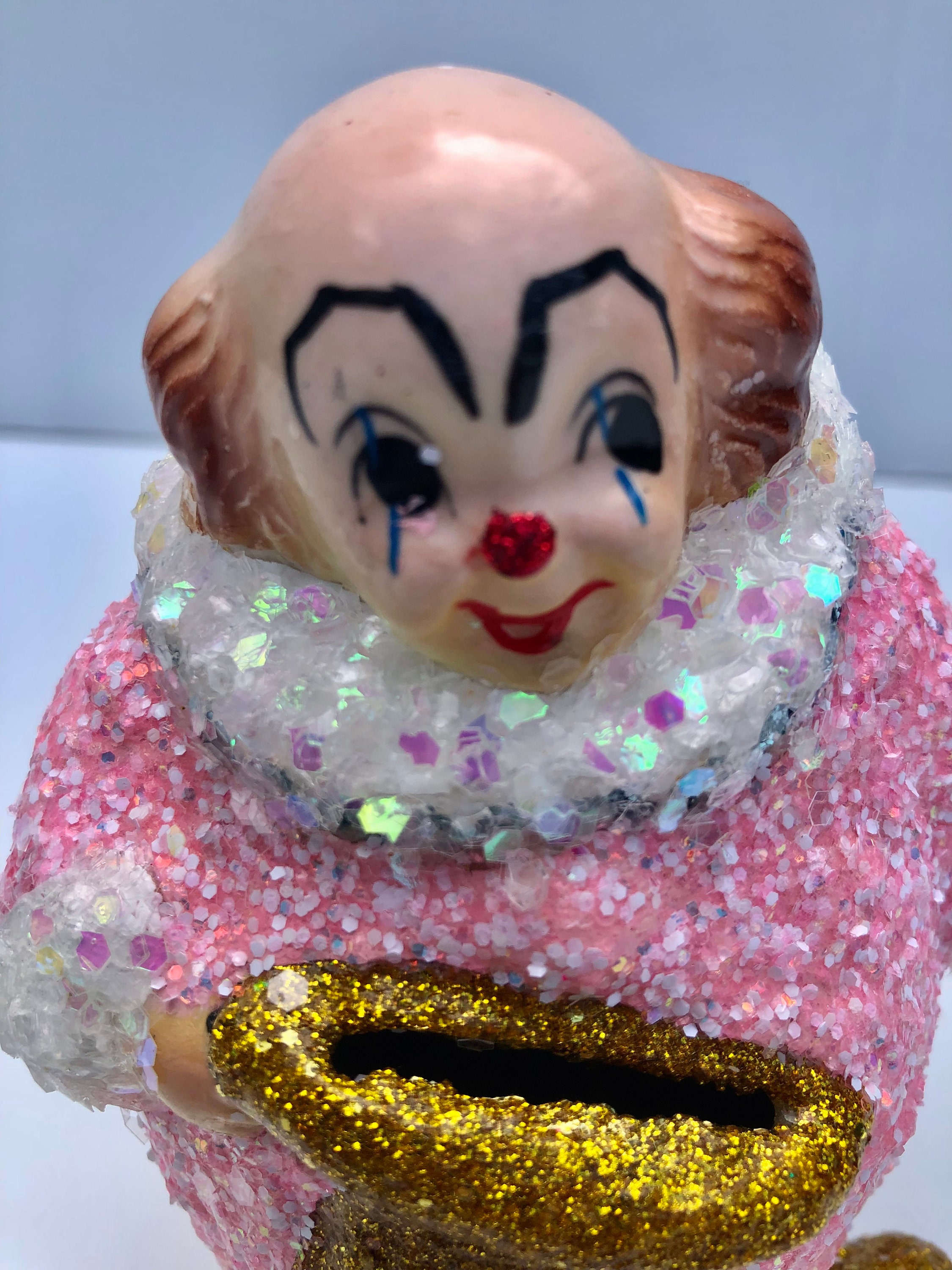 Vintage Circus, Pink Sparkly, Happy Clown Made in Japan & Up-cycled ...