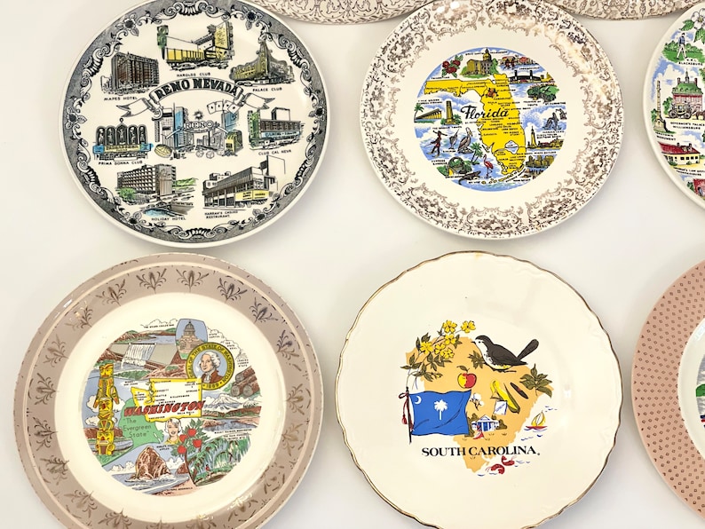 Vintage Souvenir Collectible State Plates S-W D.C. Reno - Etsy