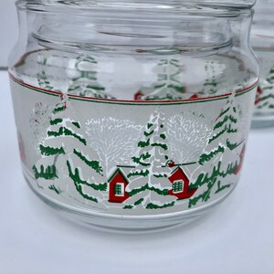 Vintage, Winter Snow Scene Jar Set, Match KIG Indonesia Tumblers, Glass Lidded Jars With Frosted ...