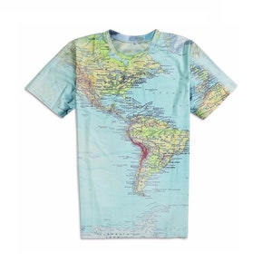World Map Print T Shirt - Etsy