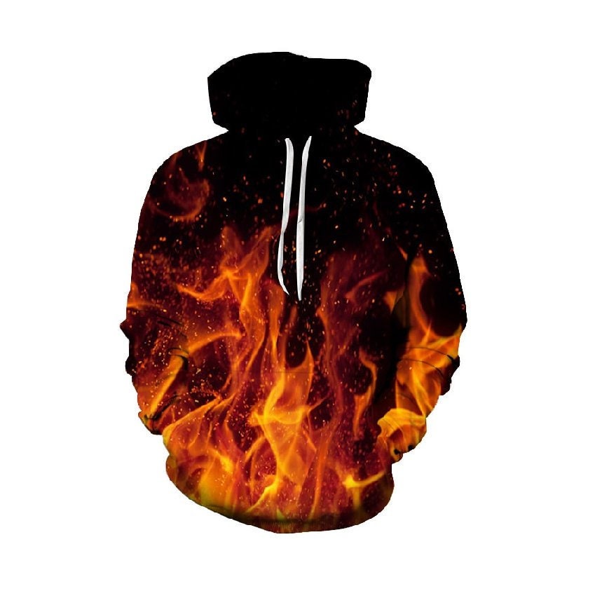 Flame Print Hoodie - Etsy