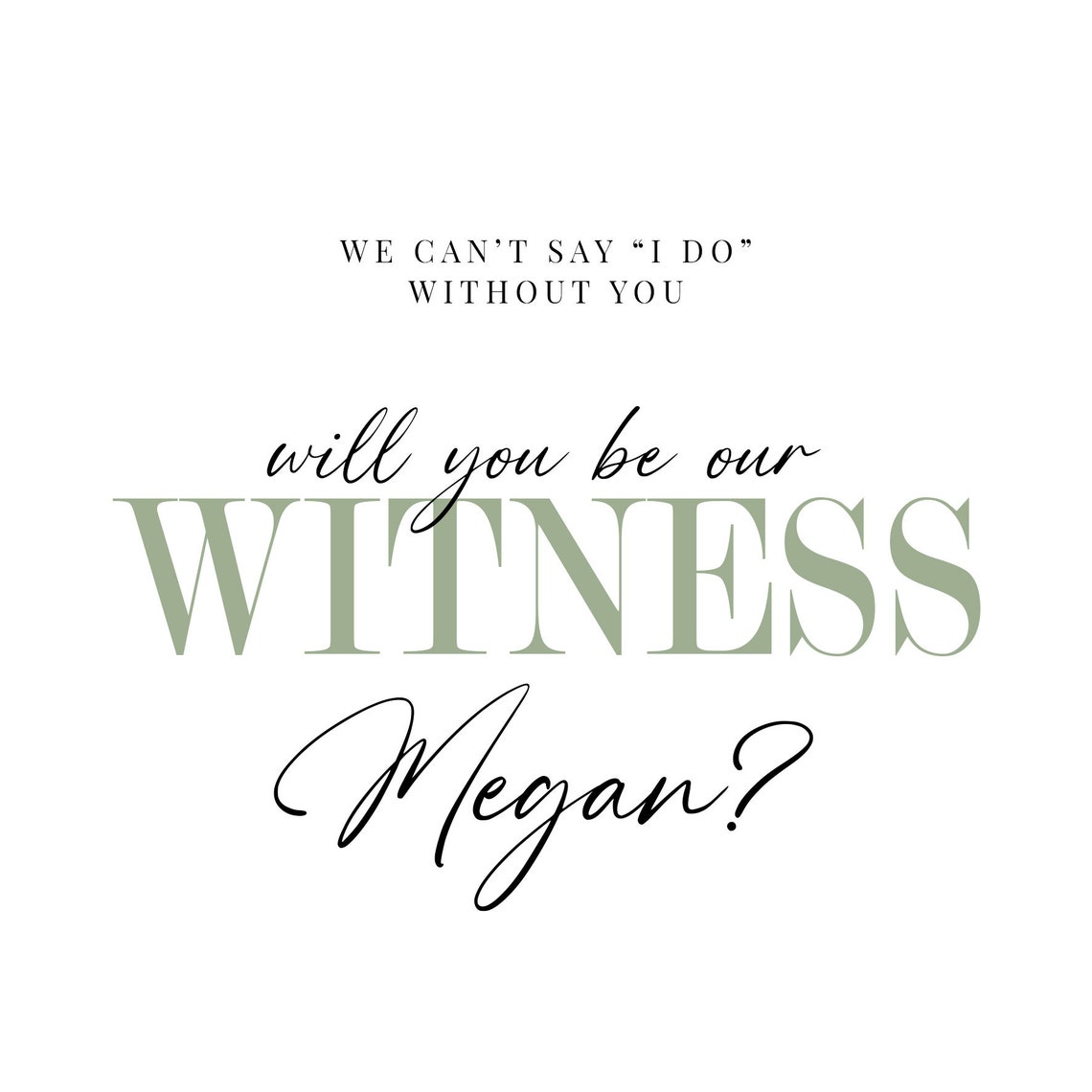 Will You Be Our Witness Card Personalised We Can't Say I - Etsy