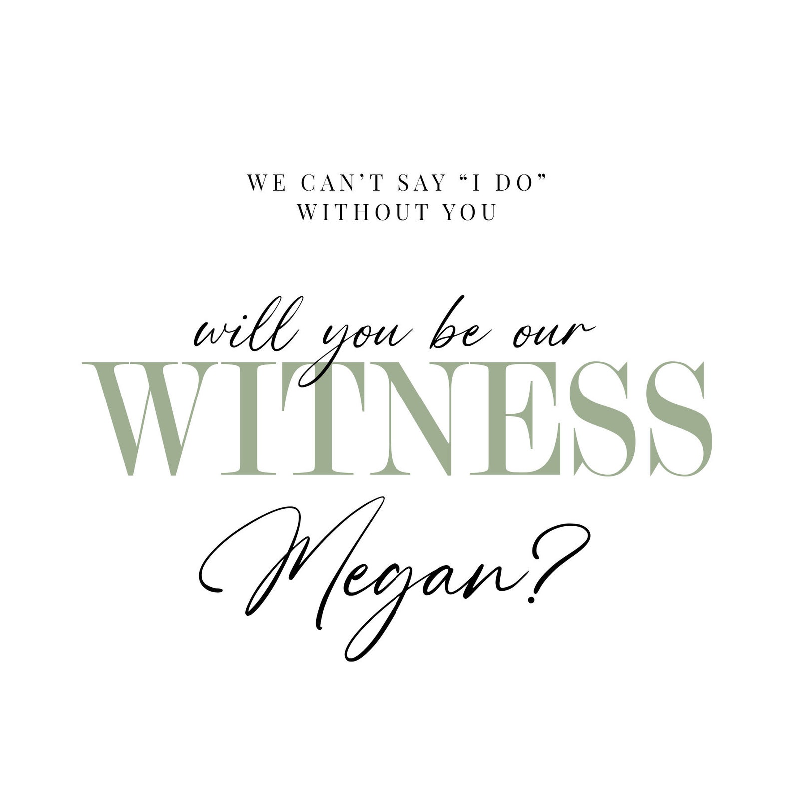 Will You Be Our Witness Card Personalised We Can't Say I - Etsy
