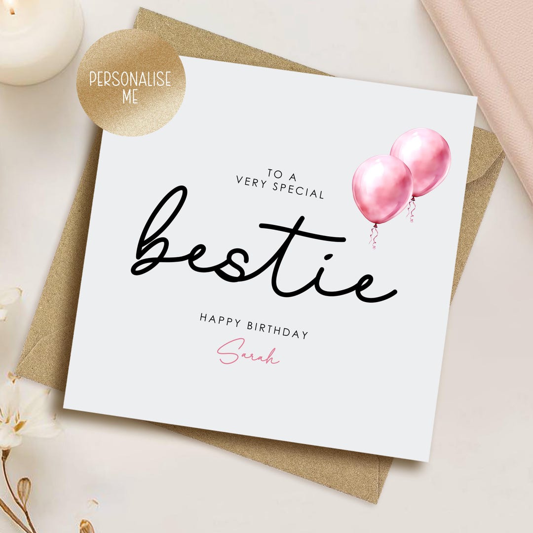 Best Friend Birthday Card, Bestie Birthday Card, Personalised Friend ...