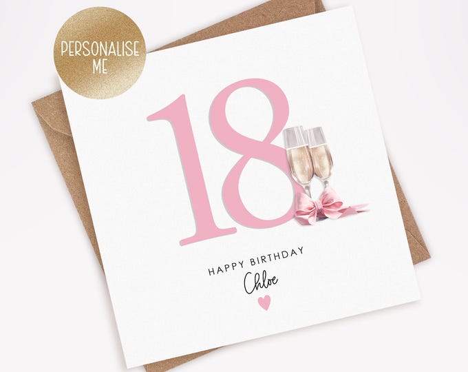 Personalised 18th Birthday Card Daughter, Granddaughter - 18th Birthday Card Girl, 18th Birthday ...