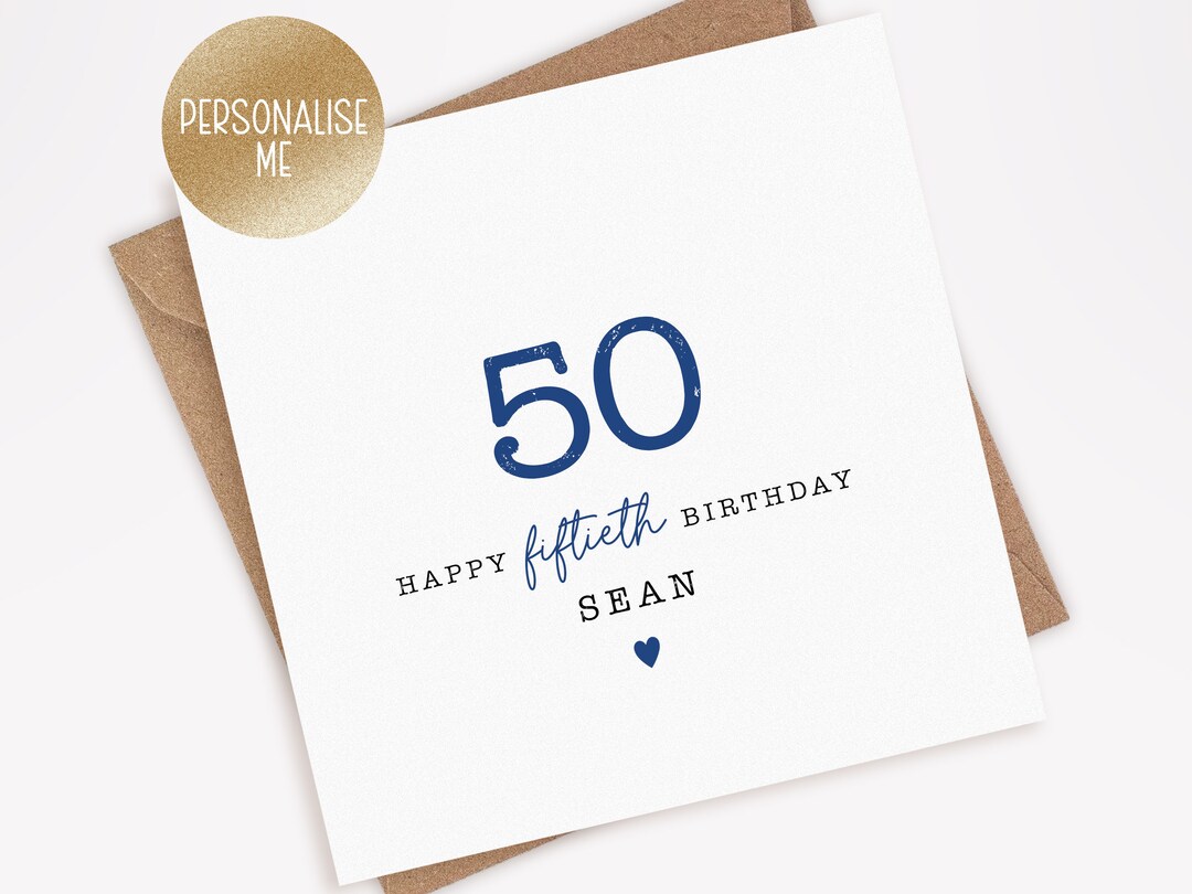 Personalised 50th Birthday Card for Man, Birthday Card for Son, Brother ...