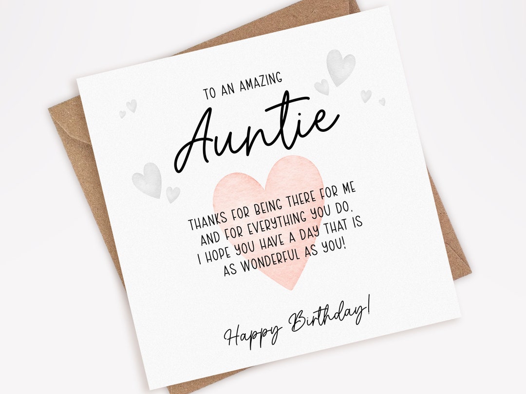 Auntie Birthday Card With Verse Poem, Happy Birthday to a Special ...