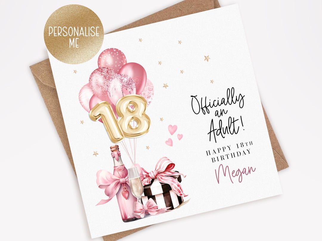 Personalised 18th Birthday Card Daughter, Granddaughter - 18th Birthday Card Girl, 18th Birthday ...