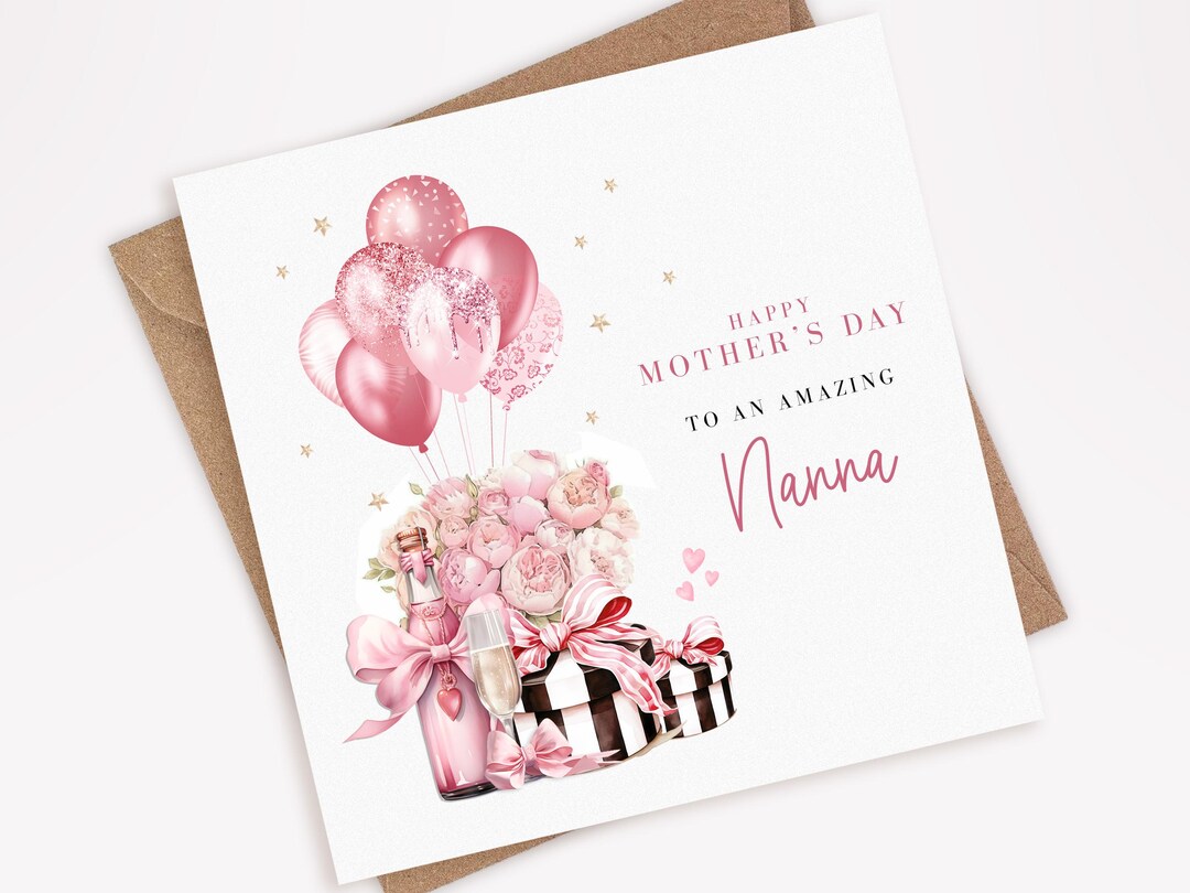 Mothers Day Card for Nanna, Happy Mother's Day Nan, Pink Prosecco Gift ...