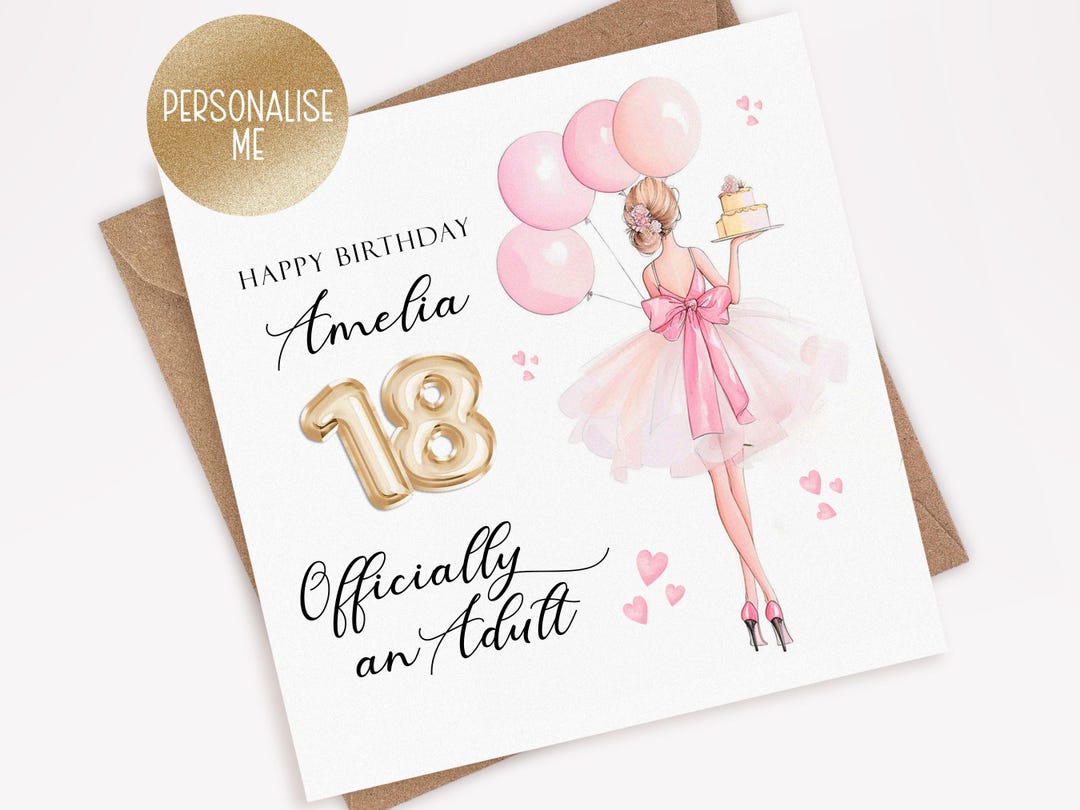 Personalised 18th Birthday Card Daughter, Granddaughter - 18th Birthday Card Girl, 18th Birthday ...