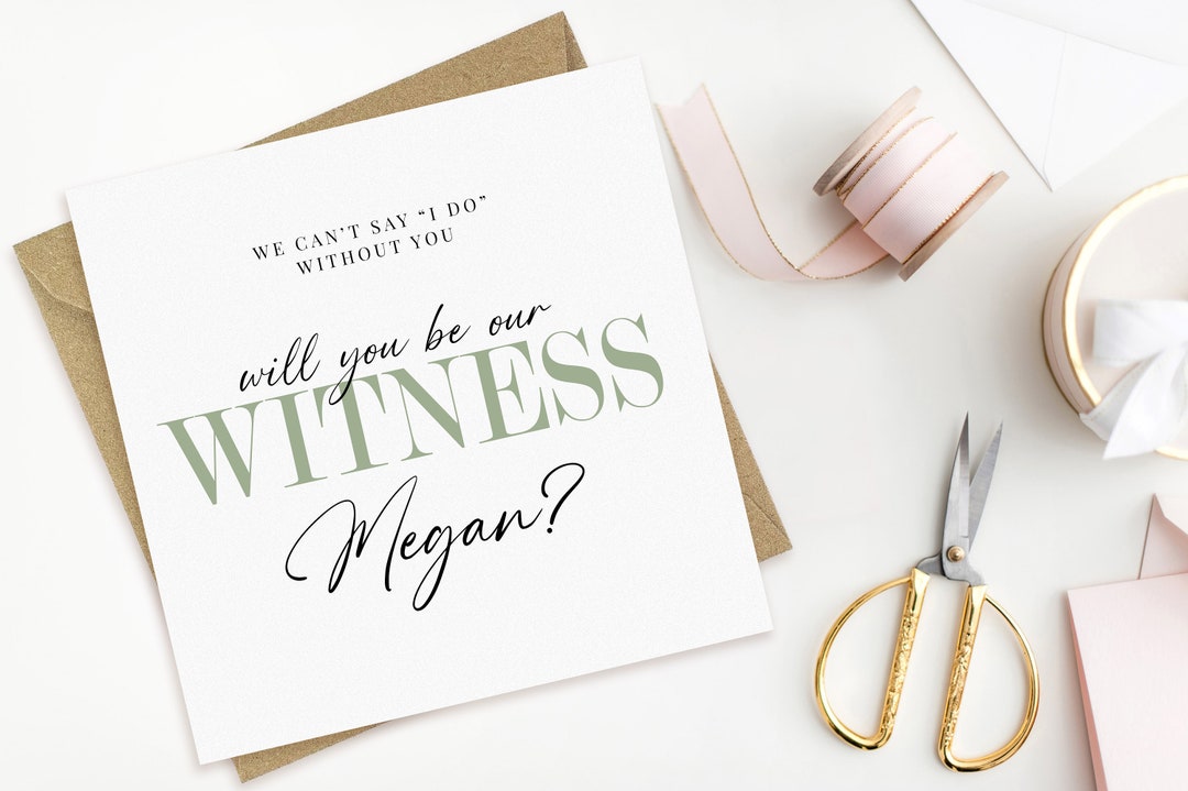 Will You Be Our Witness Card Personalised – We Can't Say I Do Without ...