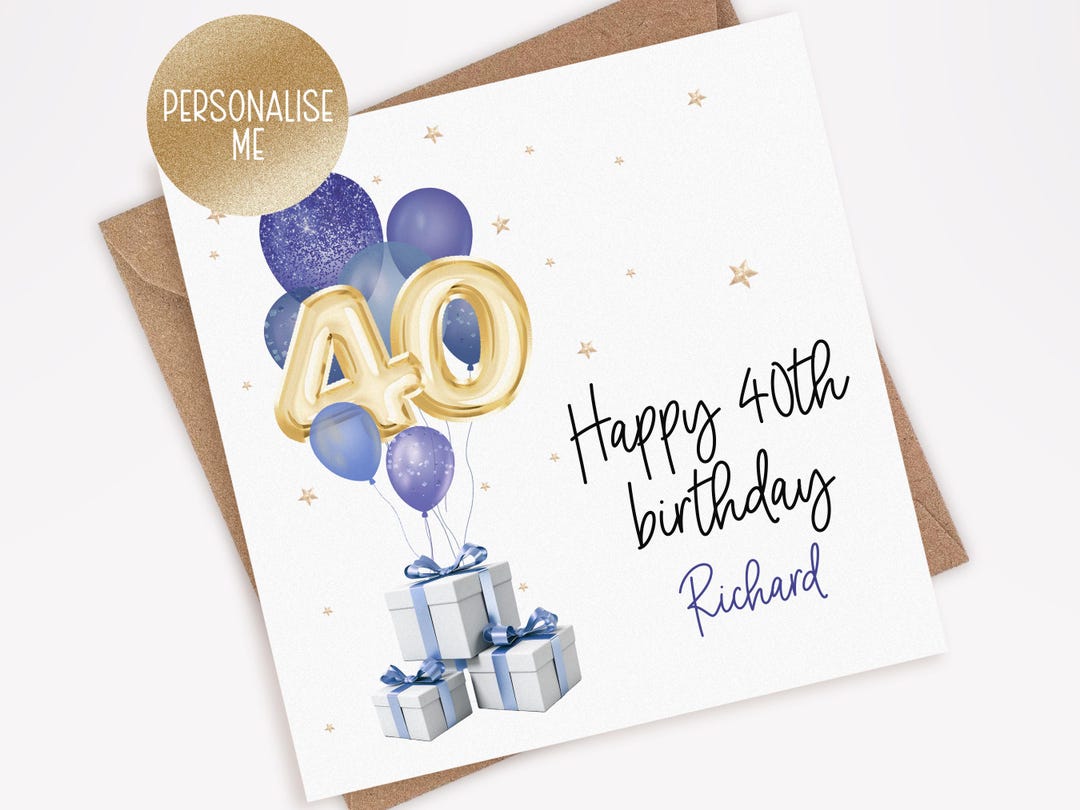Personalised 40th Birthday Card for Him, 40th Birthday Card, for Dad ...