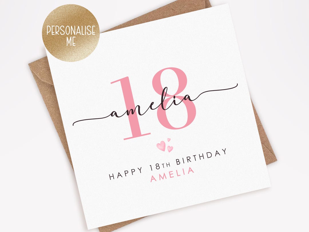 Personalised 18th Birthday Card Daughter, Granddaughter - 18th Birthday Card Girl, 18th Birthday ...