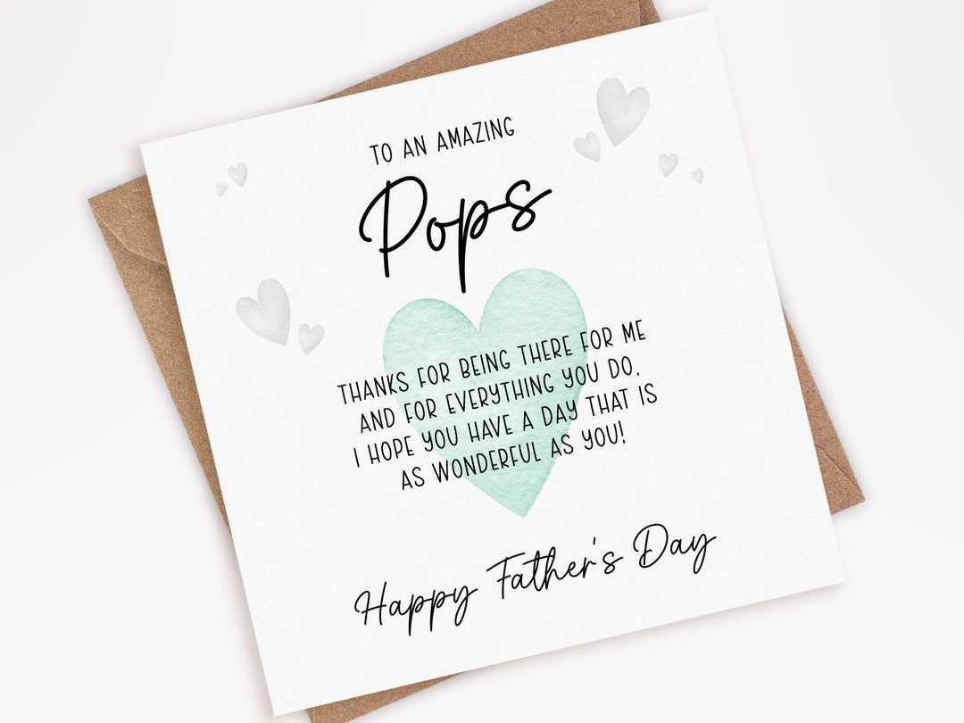 Father's Day Card for Pops With Verse, Happy Father's Day Amazing Pops ...